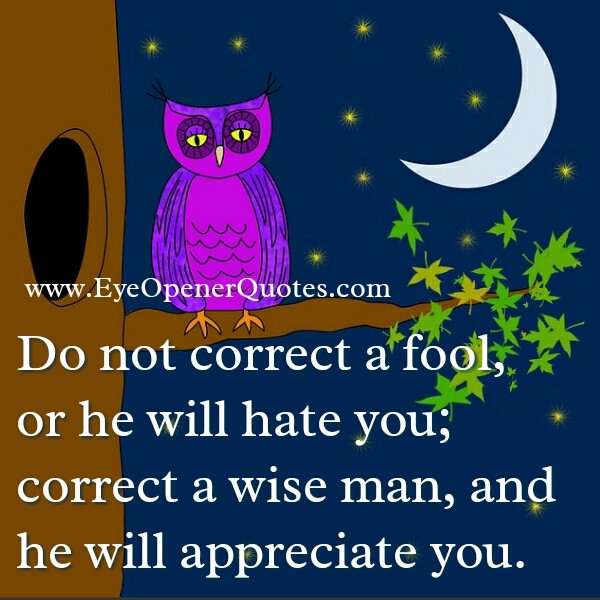 Don't correct a fool - Eye Opener Quotes